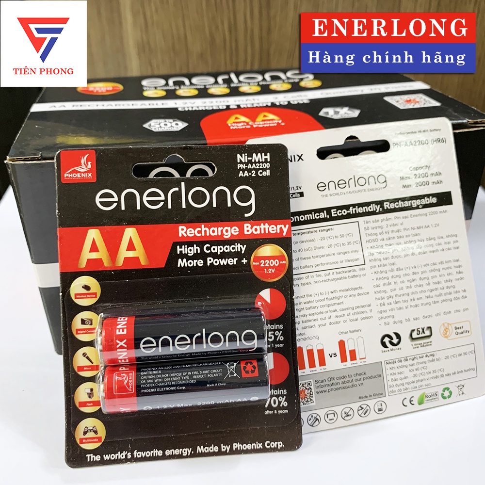 Pin sạc tiểu AA cho micro, máy ảnh Enerlong 2200mAh, Pin sac cho mic ...