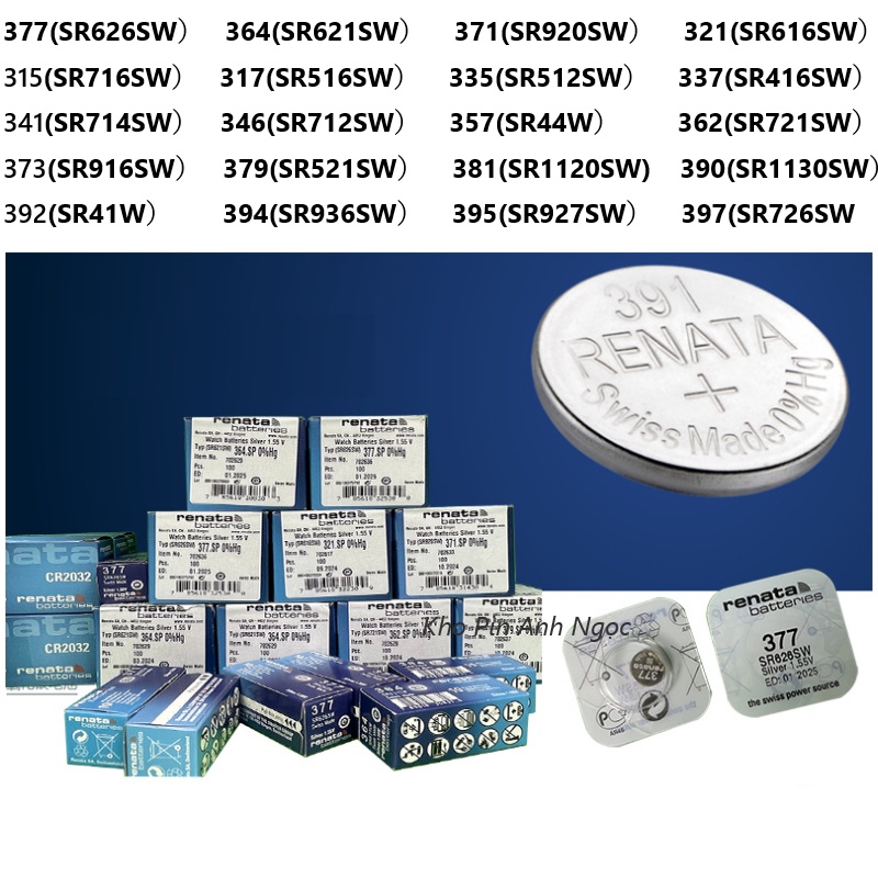 Pin Đồng Hồ Renata Thụy Sĩ 1,55v SR626/ 621/ 920/ 616/ 716/ 516/ 512 ...