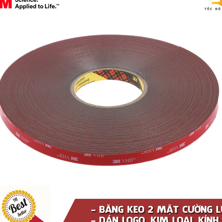 Băng keo 2 mặt cường lực siêu dính màu xám VHB GPL-110 3M - nhiều kích thước, dán logo, đồ chơi ...
