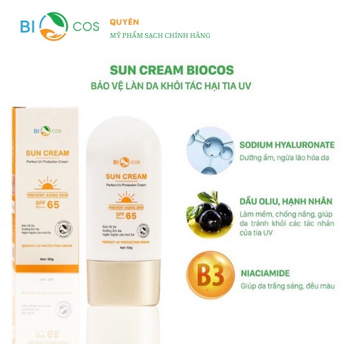 Kem Chống Nắng BIOCOS Sun Cream SPF65+++ (50g MẪU MỚI 2022) | Shopee ...
