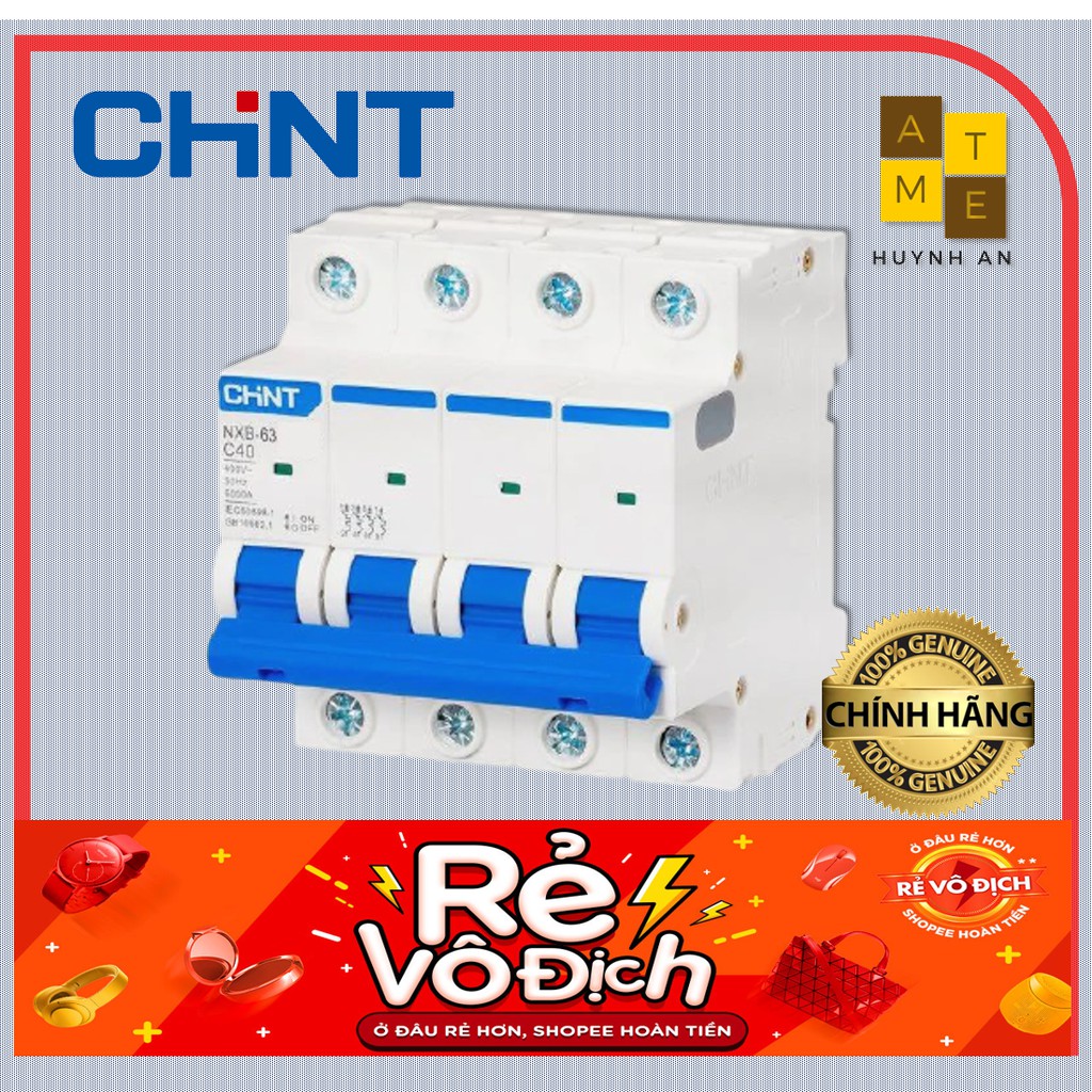 Cầu dao an toàn Aptomat MCB NXB-63 4P Pha 32 - 63A dòng cắt 6kA, Hãng CHINT (Hàng chính hãng ...