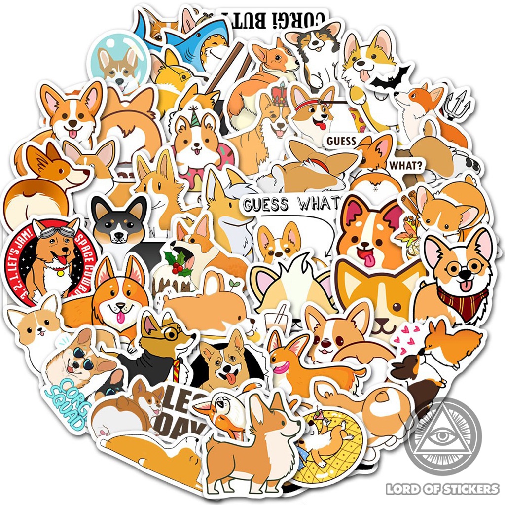 Set 50 Sticker Chó Corgi Cute Dễ Thương Phong Cách Hoạt Hình Chống Thấm ...