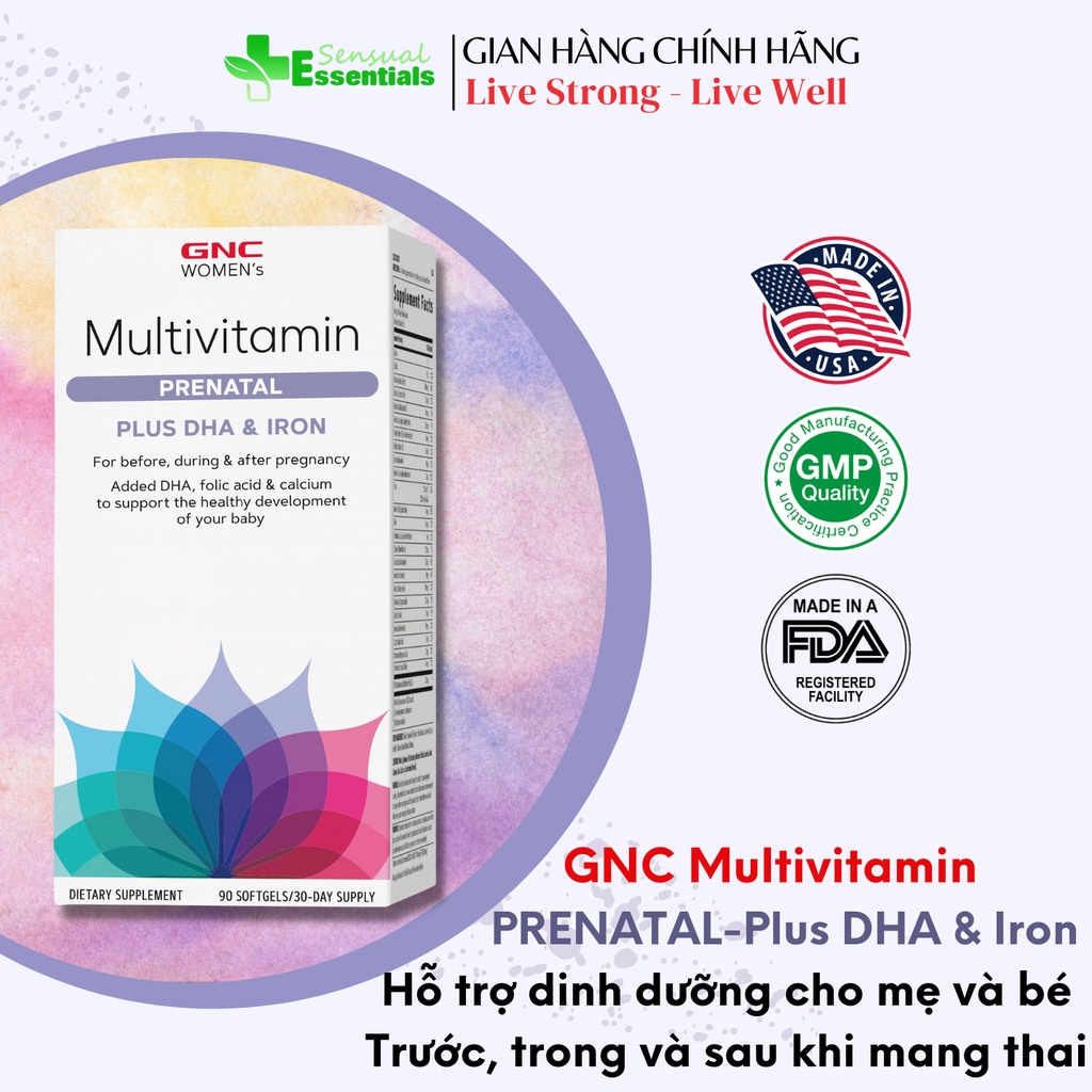 [CHÍNH HÃNG] GNC PRENATAL Plus DHA & Iron-Dinh dưỡng cho mẹ và bé trước ...
