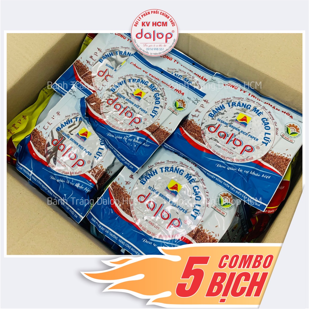 COMBO 5 bịch (gói) bánh tráng mè gạo lứt nướng sẵn Dalop - Bánh mới mỗi ngày - Chính gốc Cty ...