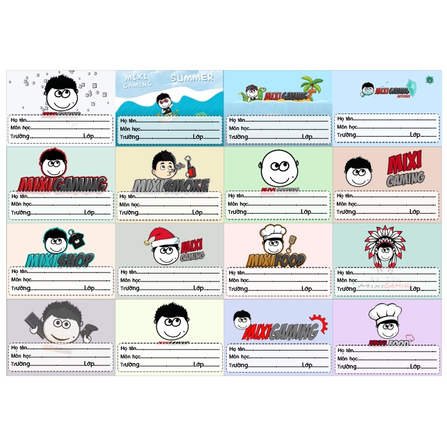 Nhãn vở độ mixi set 16 nhãn có đề can dán | Shopee Việt Nam