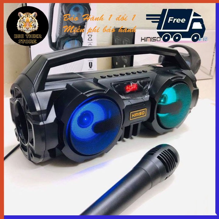 [âm thanh to]Loa Bluetooth Kimiso KM-S1/S2 - 2 Bass Cực Mạnh, Tặng kèm 1 Micro Có Dây Hát ...