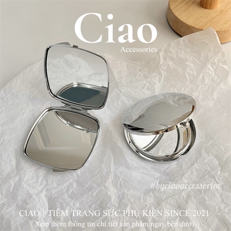 [HOẢ TỐC 1H] Gương cầm tay bản vuông/ tròn 2 mặt đơn giản tinh tế Ciao accessories | Shopee Việt Nam