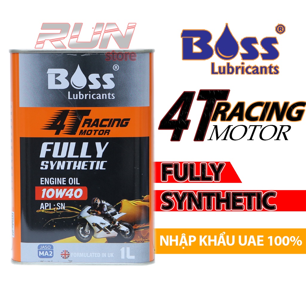 Nhớt Tổng Hợp Nhập Khẩu cao cấp BOSS RACING Motor 4T 10W40 MA2 1000ml ...