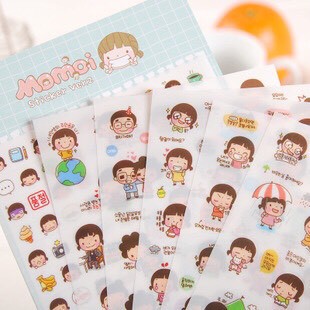 Bộ 6 tờ sticker cute dán sổ Momoi hình cô gái dễ thương sỉ lẻ đồng giá ...