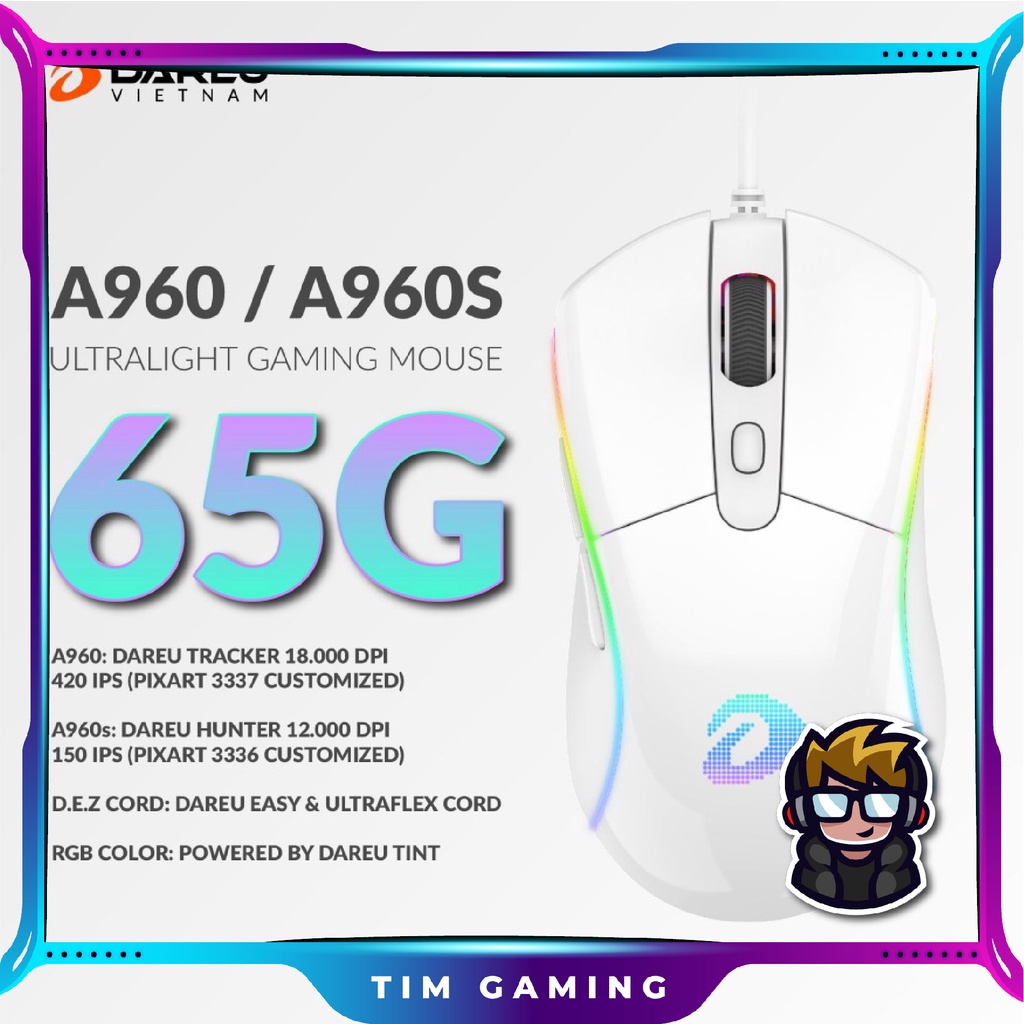 Chuột Gaming DAREU A960 / A960s - ULTRALIGHT (HUNTER PWM3336, LED RGB ...