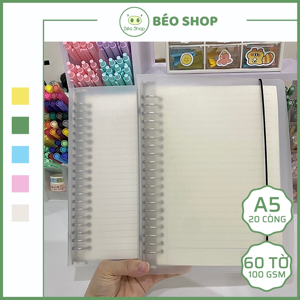 Set sổ bìa còng A5 20 còng Béo shop full items binder kim loại bìa nhựa ...