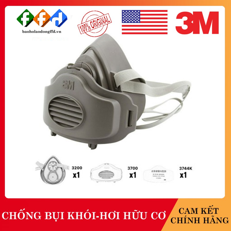 [Hàng chính hãng] Bộ mặt nạ phòng độc 3M 3200 gồm 3 món,Mặt nạ chống ...