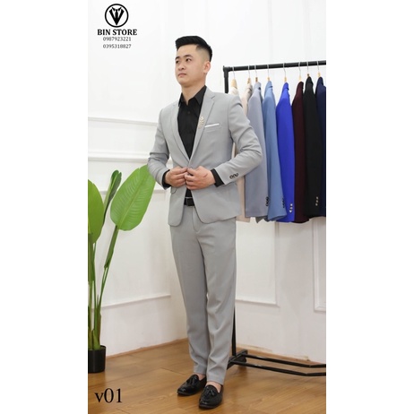 [BIG SALE] bộ vest nam màu xám sáng, vest chú rể, vest công sở, suit ...