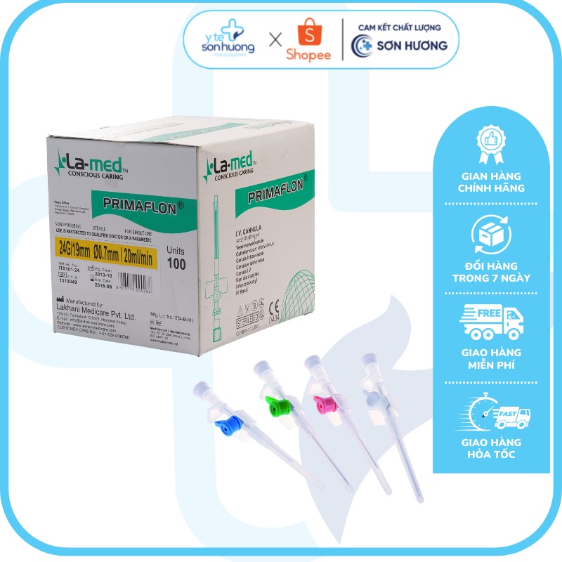 KIm luồn tĩnh mạch có cánh Primaflon Ấn Độ các số 18G,20G,22G,24G ...