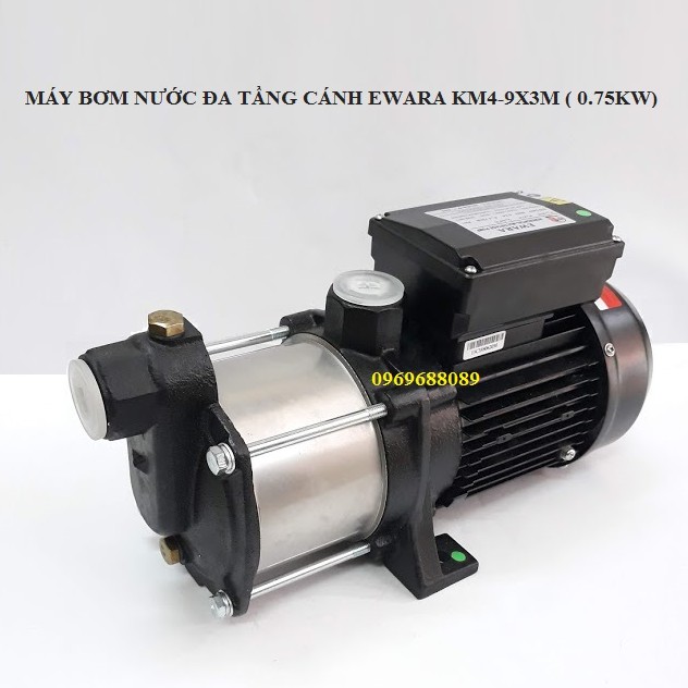MÁY BƠM LY TÂM EWARA / EWALA KM4-9*3M 0.75KW 1HP 1PHA ĐA TẦNG CÁNH ĐẦU INOX | Shopee Việt Nam