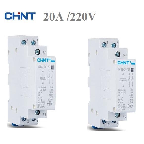 Bộ 2 khởi động từ, contactor 1 pha CHINT NCH8 25A-3500W (Trắng) | Shopee Việt Nam