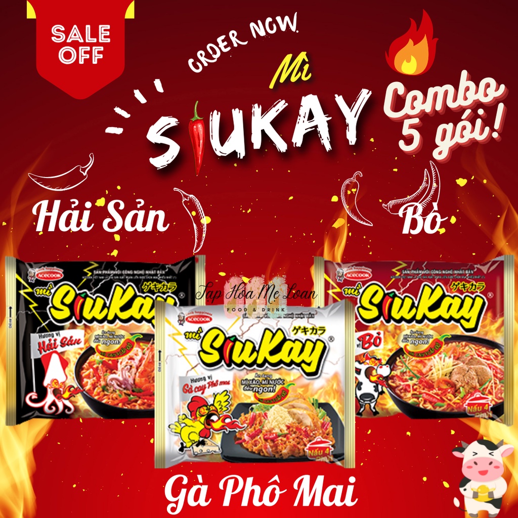 [COMBO 5 Gói x 128g] Mì Ăn Liền SiuKay 7 Cấp Độ Đủ Vị Hải Sản | Shopee ...