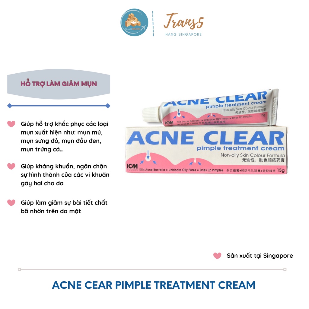 Kem Acne Clear Pimple Treatment Cream 15g (ICM Pharma Singapore ...