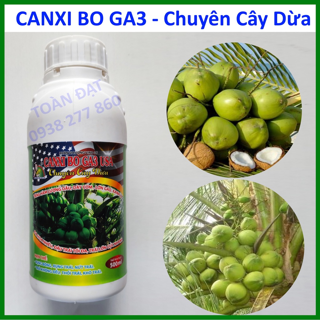 Phân CANXI BO GA3 Chuyên cây dừa (chai 500ml) - giúp đậu trái, chống ...