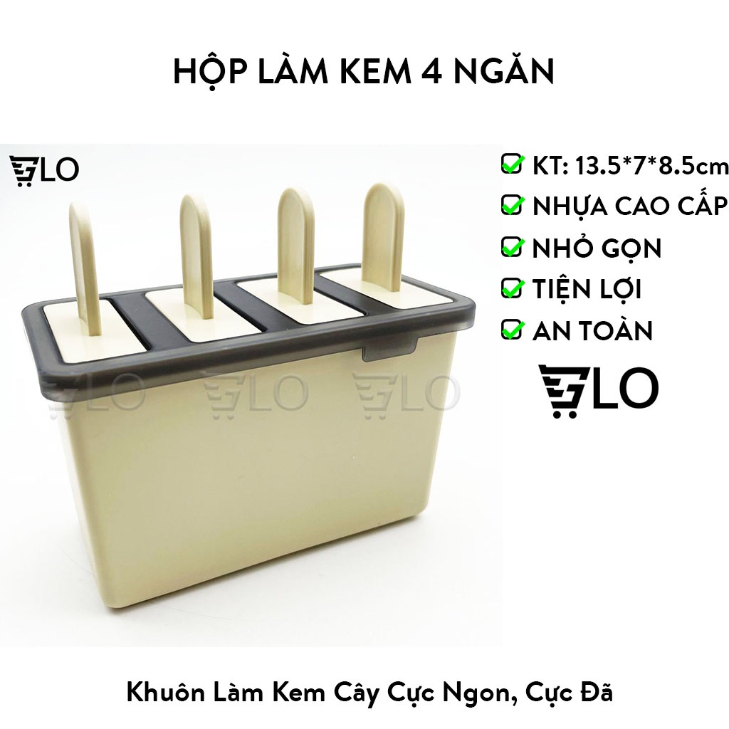 Hộp Làm Kem 4 Ngăn, Khuôn Làm Kem Siêu Tiện Lợi Chất Liệu Cao Cấp ...