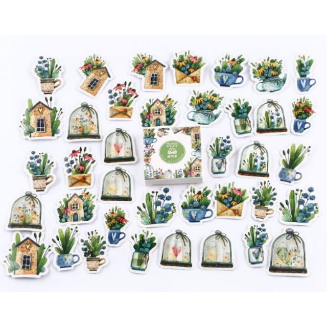 Sticker cây cỏ hoa lá (40 stickers/hộp) | Shopee Việt Nam