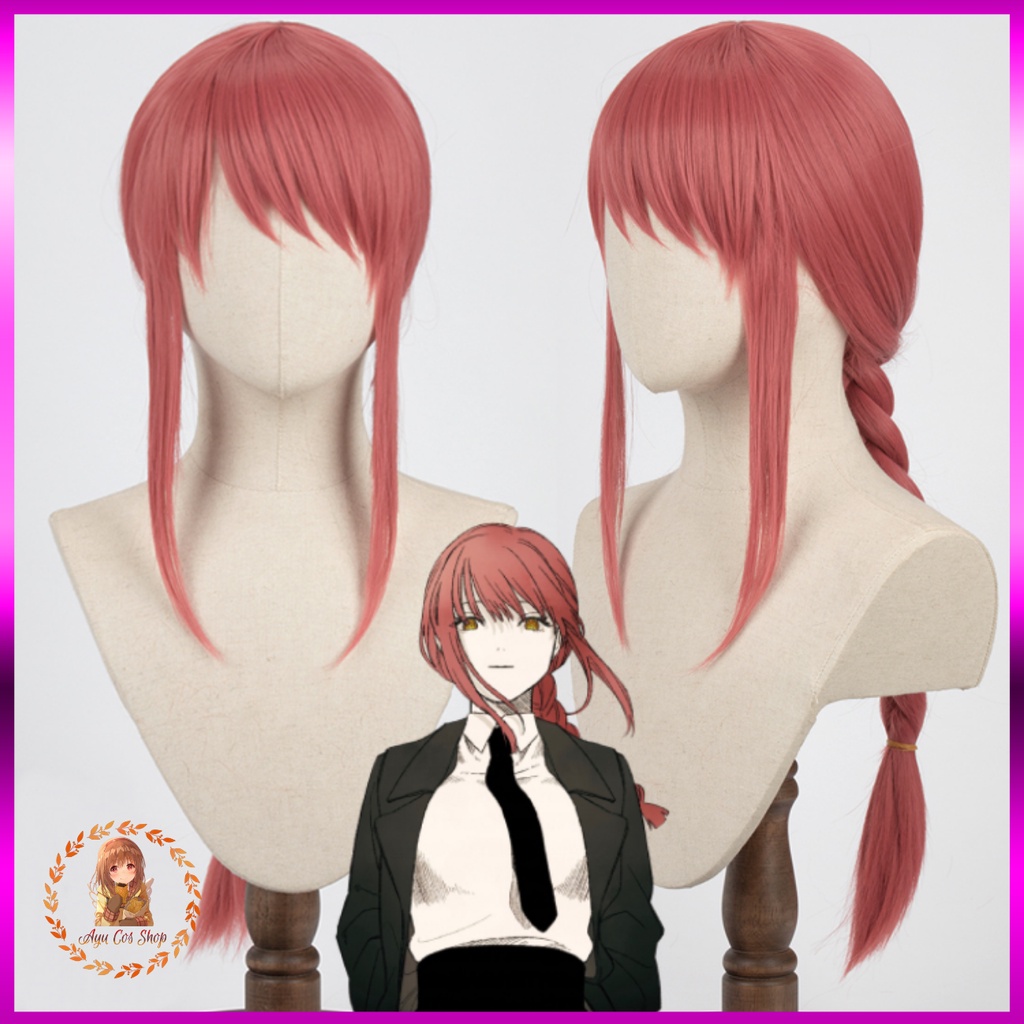 [có sẵn] wig cosplay Makima Chainsaw Man tóc giả màu đỏ hồng cam ...