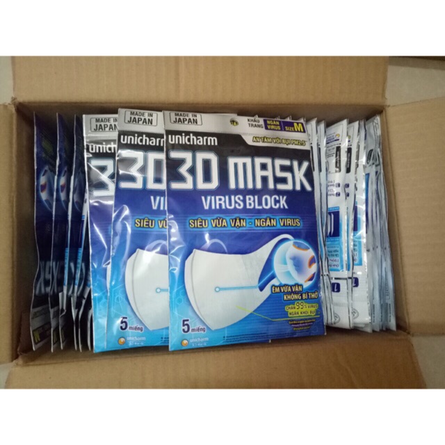 COMBO 10 GÓI KHẨU TRANG 3D MASK VIRUS BLOCK CHÍNH HÃNG (Túi 5c ...