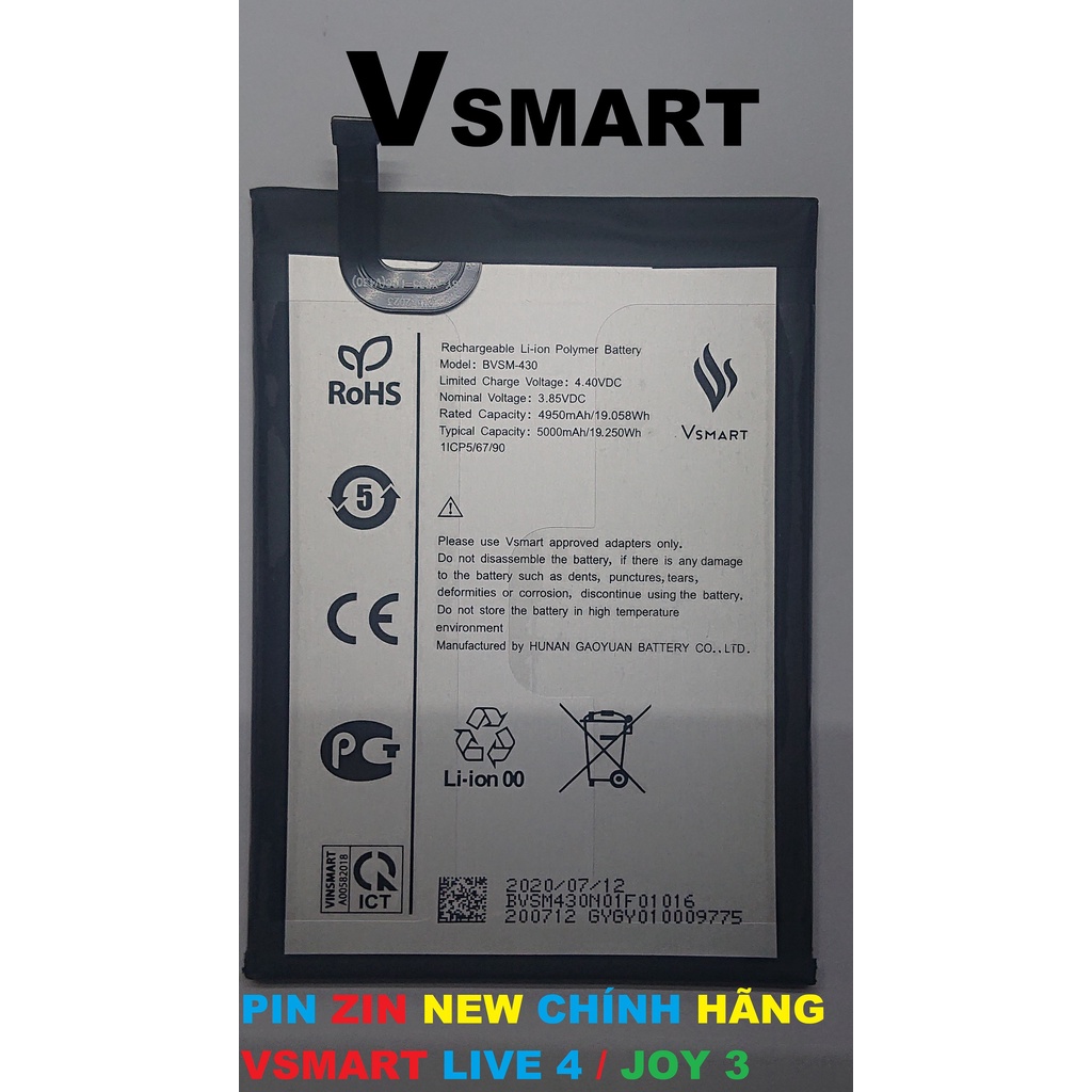 PIN ZIN NEW CHÍNH HÃNG VSMART LIVE 4 / JOY 3 : BVSM-430 | Shopee Việt Nam