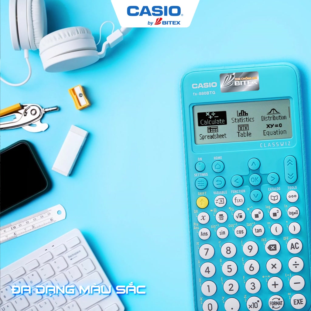 Máy tính học sinh Casio Fx-880BTG màu hồng dành cho học sinh cấp 2 cấp ...