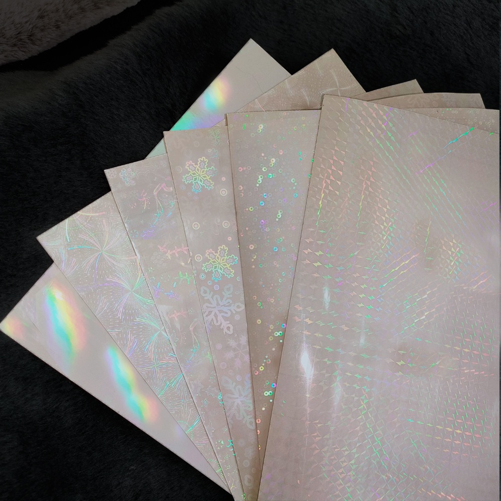 Màng cán Hologram lấp lánh trang trí sticker, toploader Size A4 ...