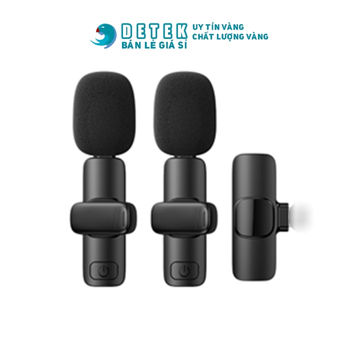 Bộ 2 Micro không dây thu âm cài áo hỗ trợ Livestream thiết bị cổng iPh, Type C Remax K03 K10 K12 ...