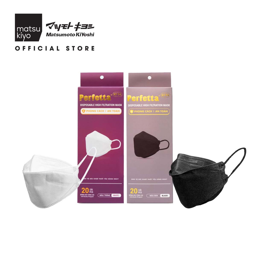 Khẩu trang lọc bụi Perfetta KF94 20 cái Màu trắng/Màu đen | Shopee Việt Nam
