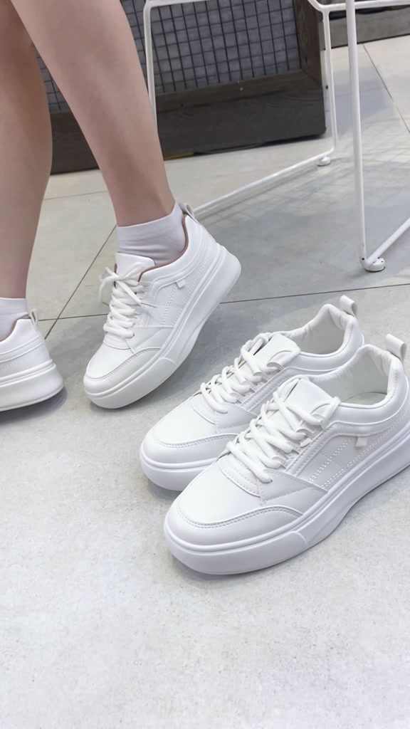 Giày thể thao nữ DMY kiểu dáng Basic, Sneakers da trơn đế độn 3 phân ...