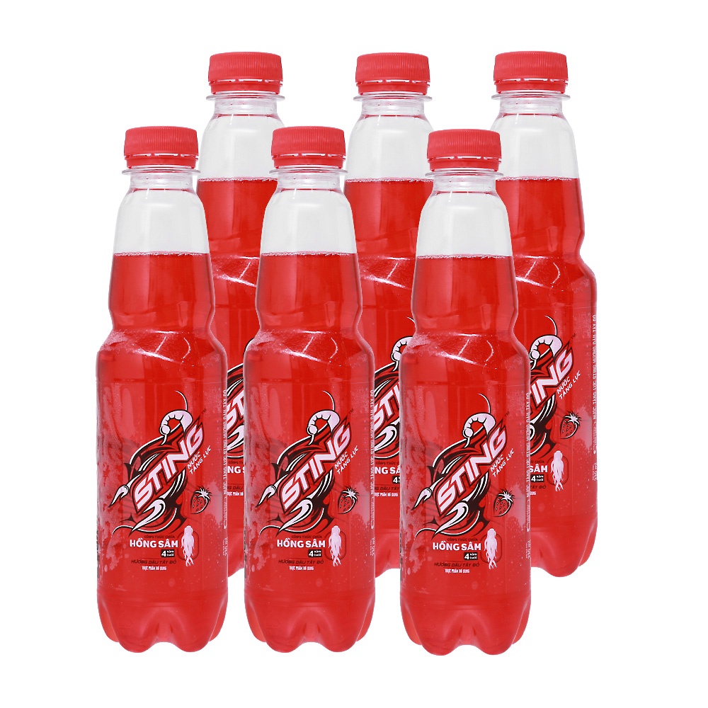 Lốc 06 Chai x 330ml Nước tăng lực Sting đỏ hương dâu tây | Shopee Việt Nam