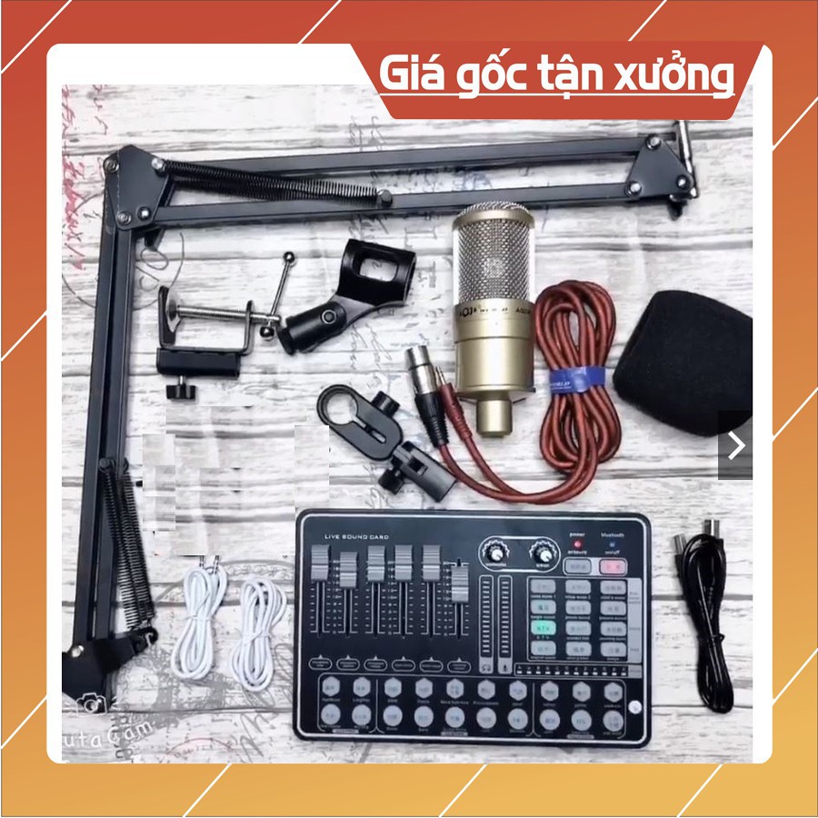 Bộ livestream Thu Âm mic AQ220 Sound card H9 autu-tune có Bluetooth ...
