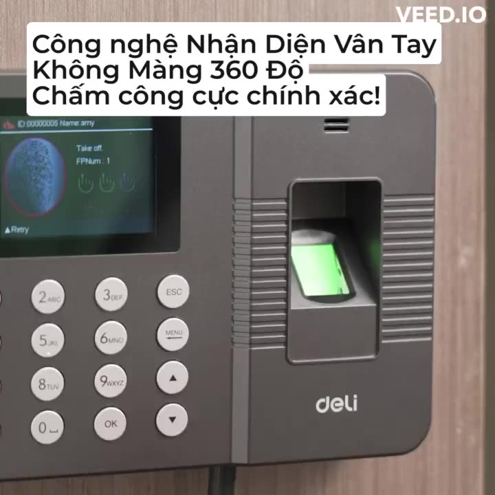 Máy Chấm Công Vân Tay Và Khuôn Mặt DELI Có Tiếng Việt Kết Nối USB Xuất ...