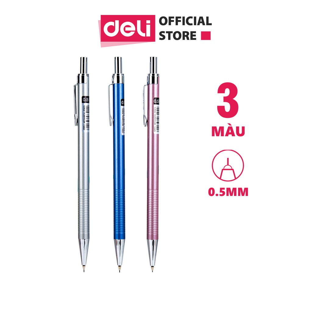 [LIFEMC02BPABAU -10% đơn 250K] Bút chì kim kim loại Deli, Bạc/Xanh/Hồng ...
