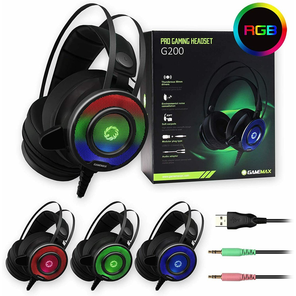 TAI NGHE GAMEMAX G200 LED BACKLIT GAMING HEADSET | Shopee Việt Nam