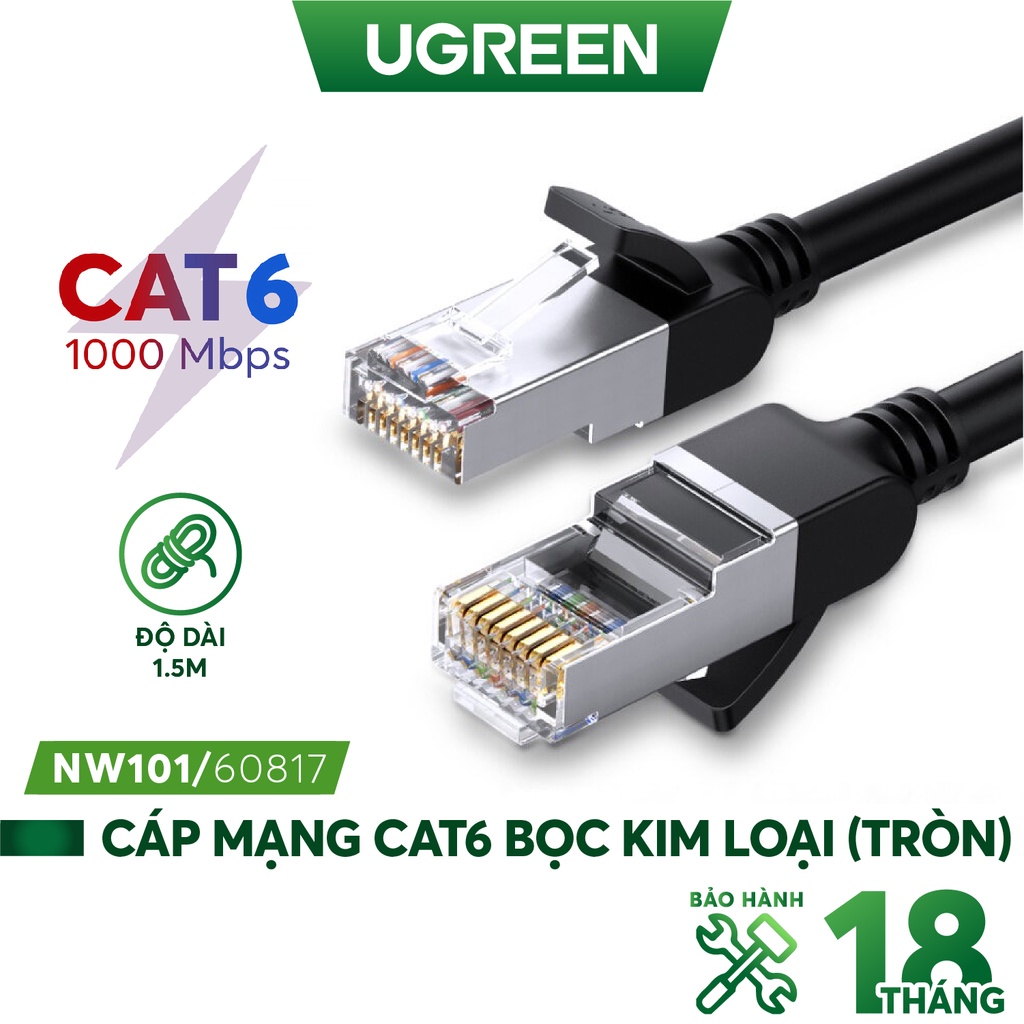 Cáp mạng Cat6 UTP 24AWG đầu bọc kim loại UGREEN NW101 - Hàng phân phối chính hãng - Bảo hành 18 ...