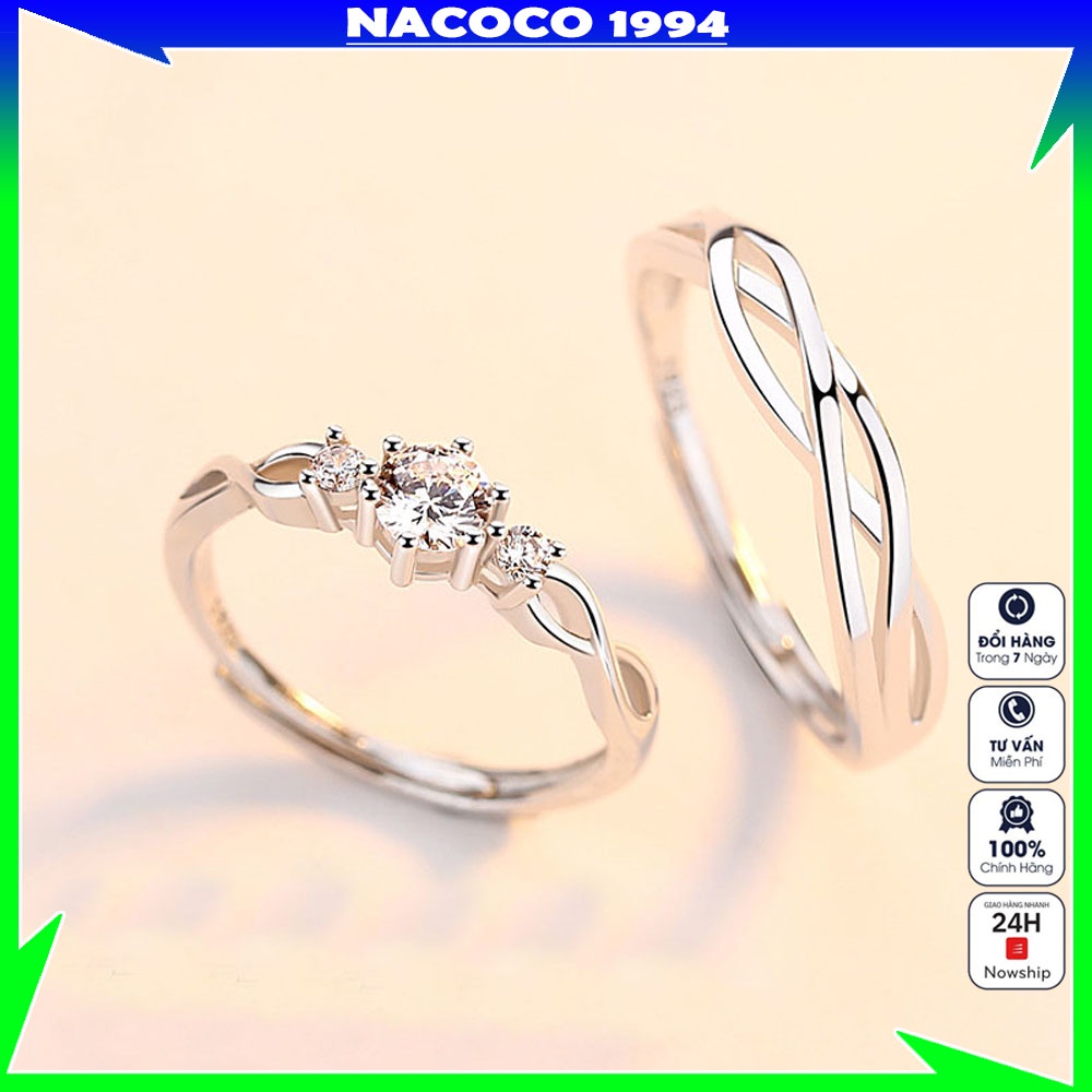 Nhẫn cặp đôi nam nữ NACOCO NB14 thiết kế hở dễ dàng điều chỉnh kích cỡ mẫu mới sang trọng cao ...