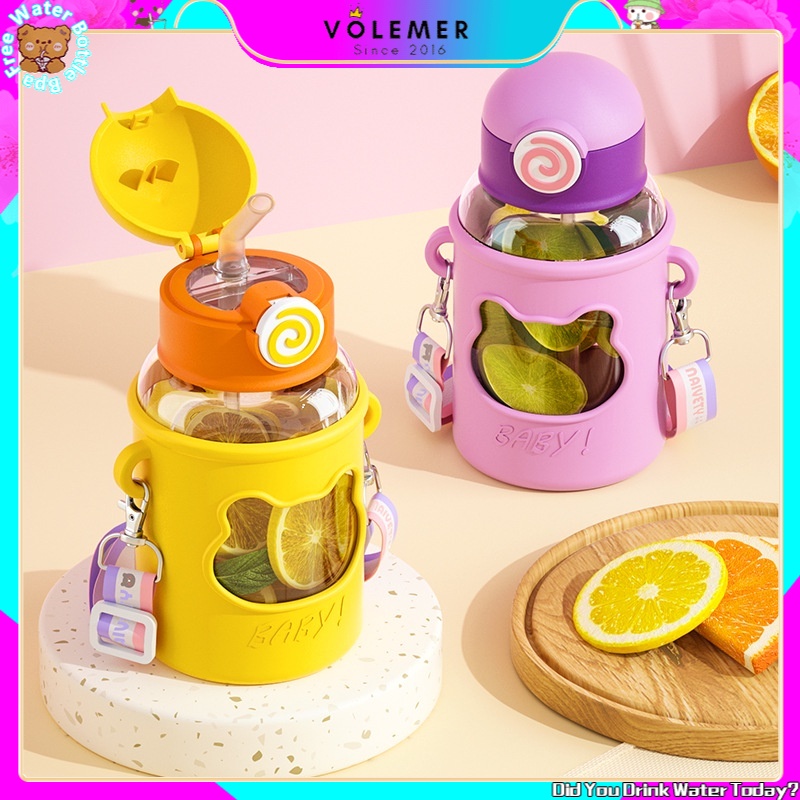 Bình nước Volemer bằng silicon có ống hút tiện dụng thiết kế dễ thương cho bé 650ml | Shopee ...