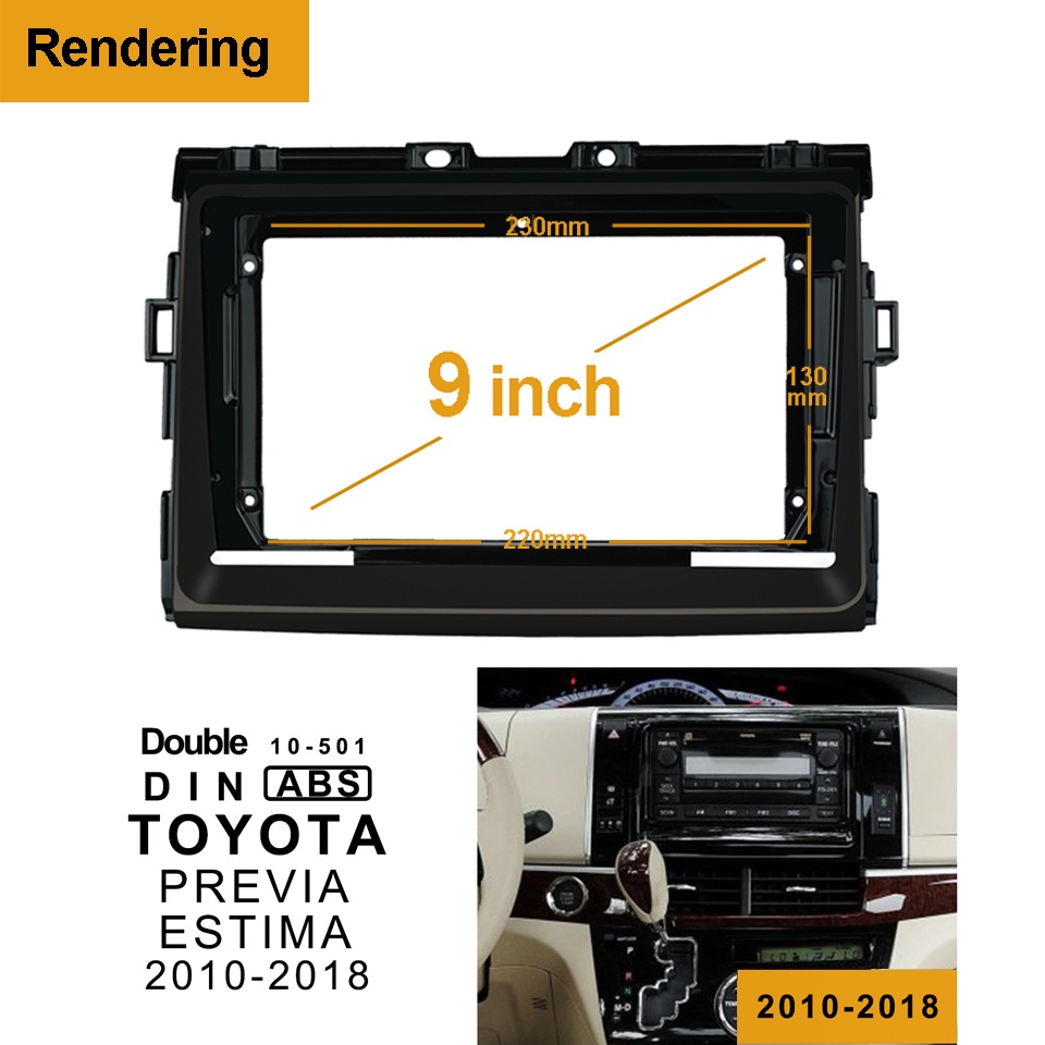 Khung Bảng Điều Khiển Radio 9 Inch 2Din MP5 Cho 2010-2018 Toyota PREVIA ...