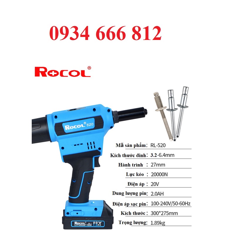Súng bắn đinh rút 3.2-6.4 bằng pin 18V ROCOL RL520 | Shopee Việt Nam