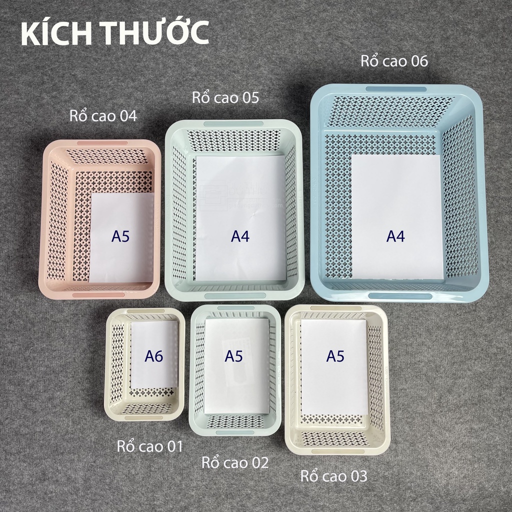 Rổ nhựa chữ nhật cao cấp màu pastel Hàn Quốc, nhựa nguyên sinh kháng ...