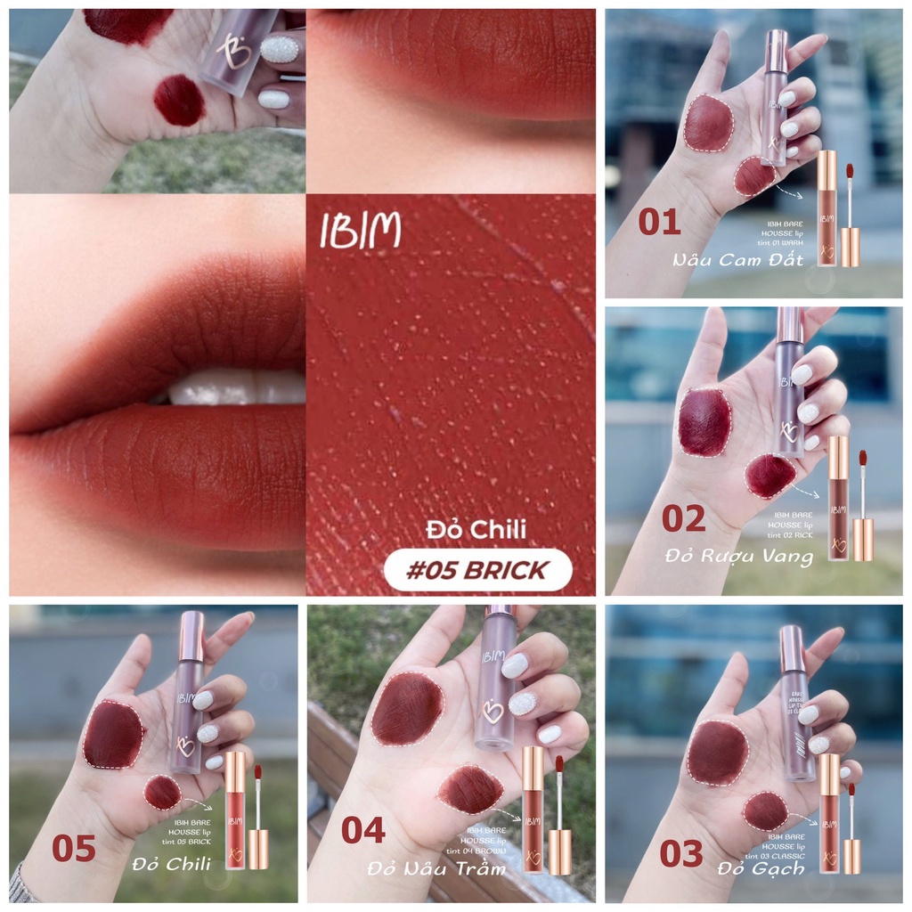 Son Kem Lì IBIM Bare Mousse Lip Tint tone son đỏ đậm | Shopee Việt Nam