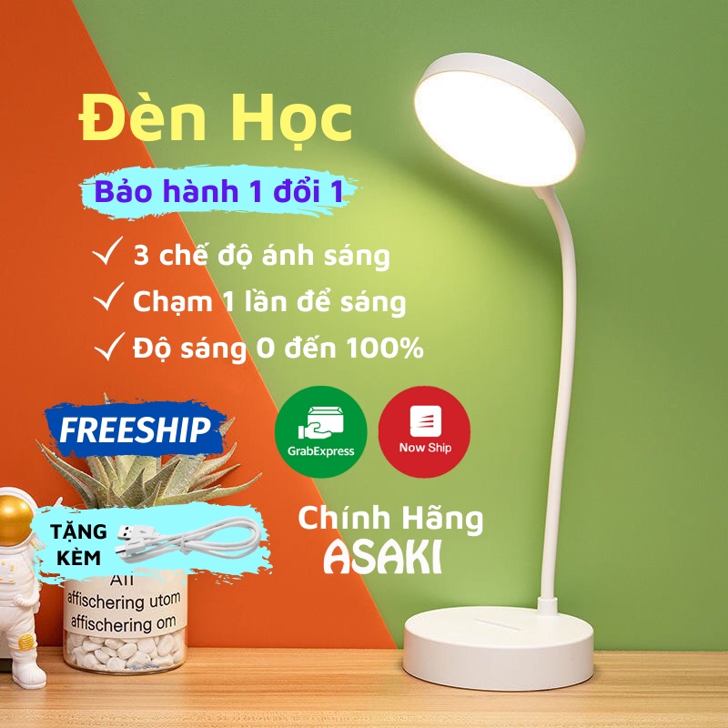 Đèn Học, Đèn Học Để Bàn Đọc Sách Làm Viêc Sạc USB Chống Cận, Cảm Ứng Tích Điện, ASAKI OFFICIAL ...