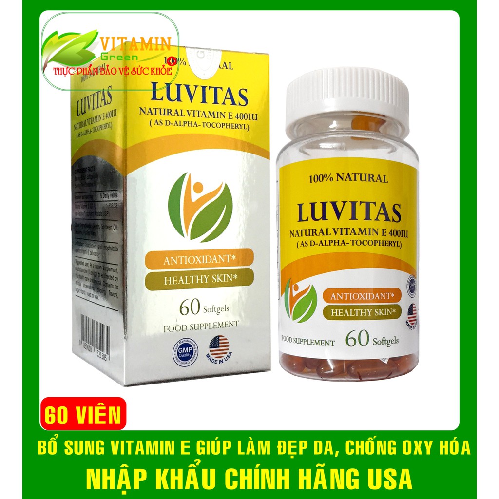 LUVITAS NATURAL 400IU BỔ SUNG VITAMIN E TỰ NHIÊN GIÚP ĐẸP DA, CHỐNG LÃO ...