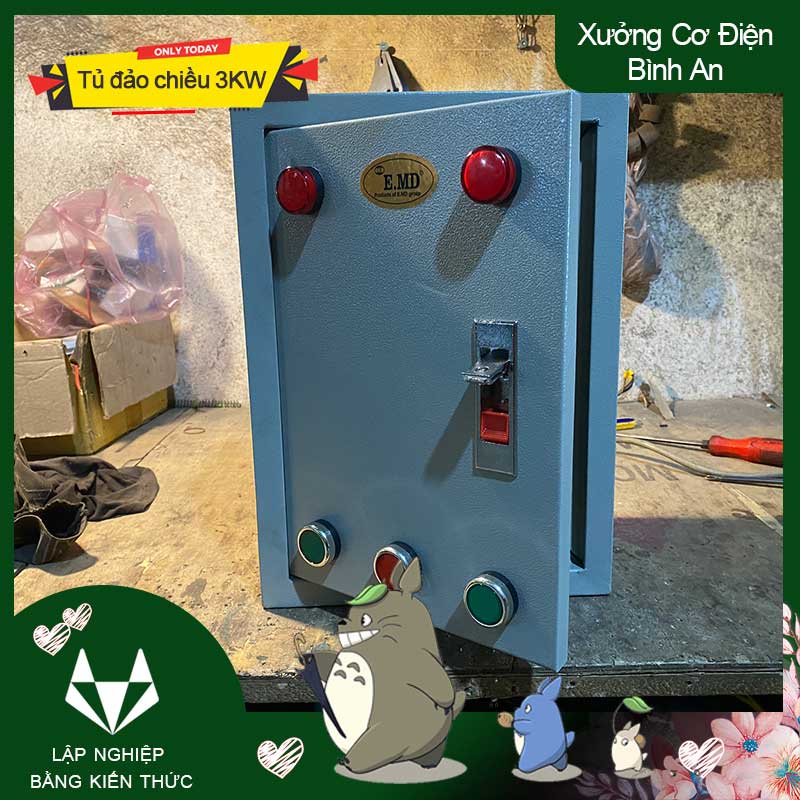 Tủ điều khiển 3KW đảo chiều động cơ 3 pha chống mất pha, quá tải và quá ...
