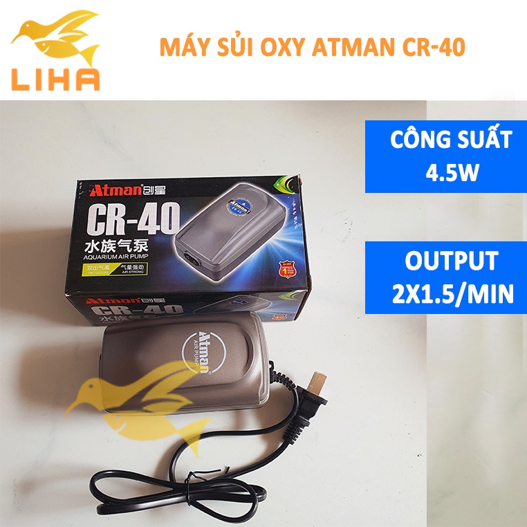 Máy Sủi Oxy Atman CR40 (4.5W-2x1.5L/Phút) - Máy Oxi Siêu Êm Cho Bể Cá Cảnh | Shopee Việt Nam