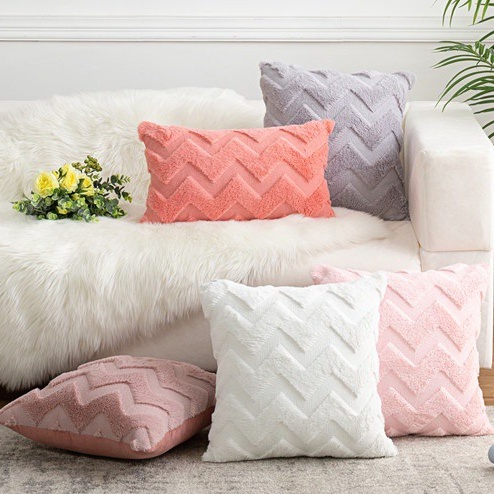 Vỏ gối vải nhung lông hình chữ nhật loại 30x50cm / 45x45cm / 50x50cm ...